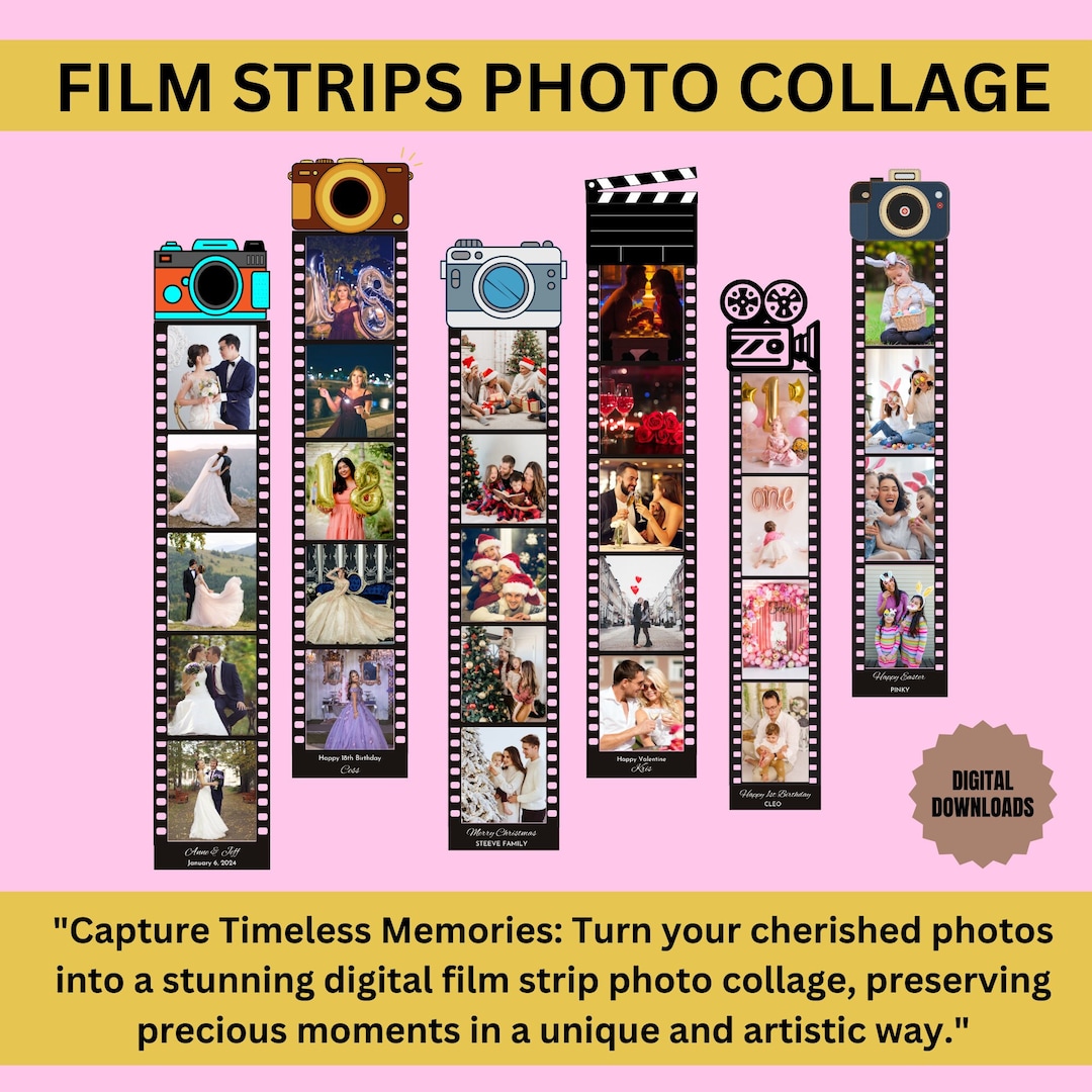 Film Strip Photo Collage, Film Border Photo Booth Strip, Personalized ...