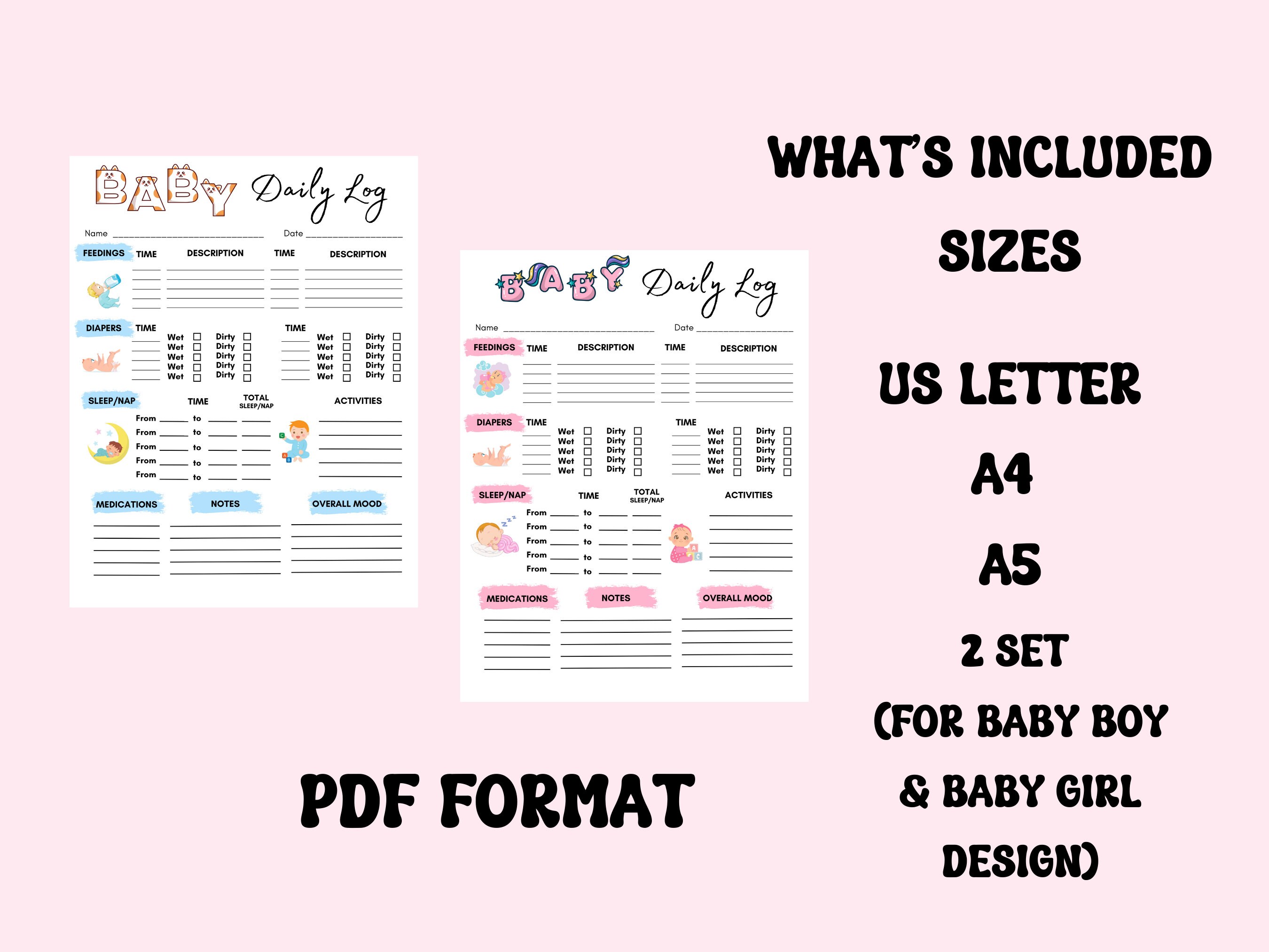 Baby Daily Log, Baby Daily Log Tracker, Baby Care Log, Newborn Log ...