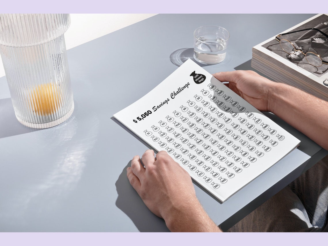 5050 Money Savings Printable Challenge, Savings Tracker Printables, 100 ...