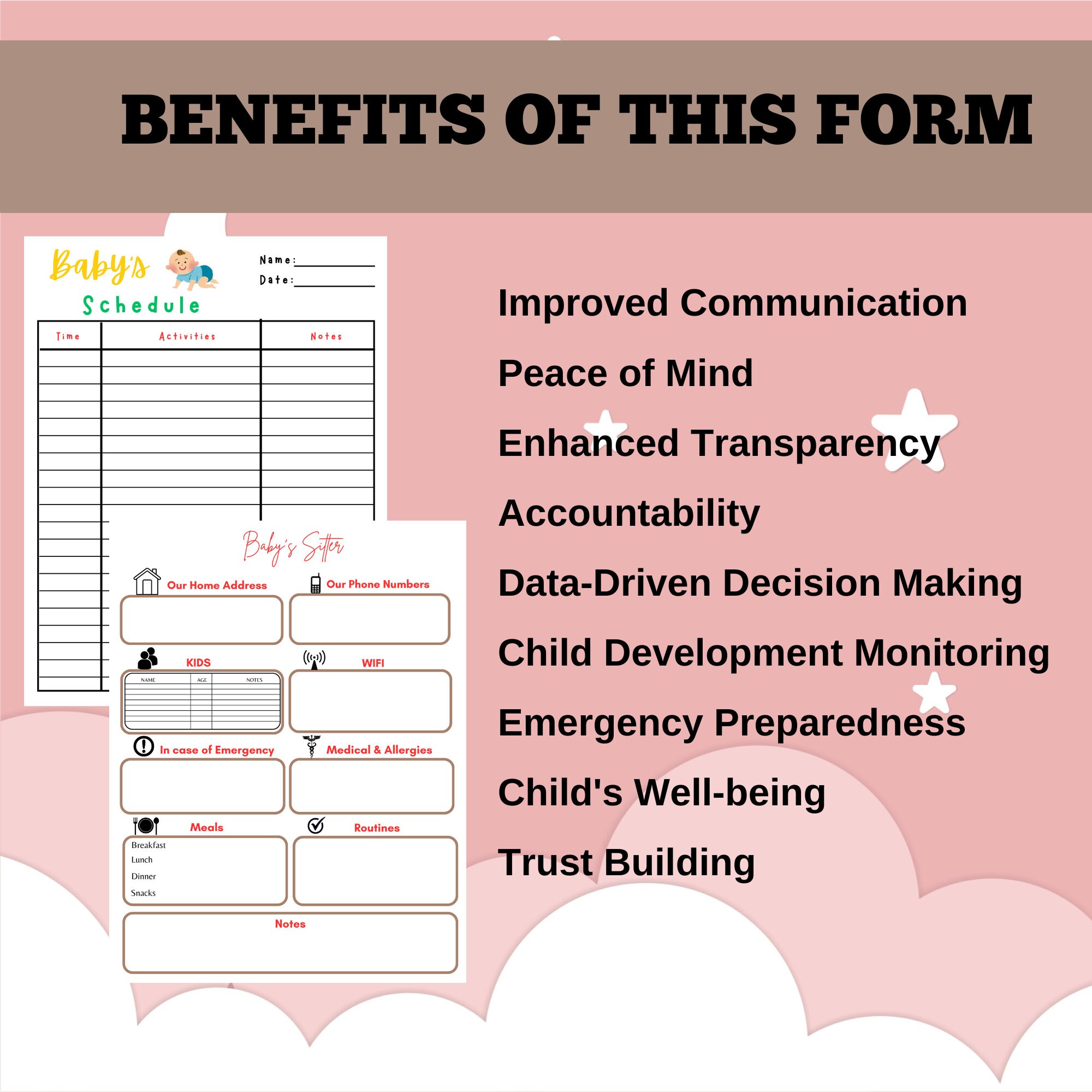 Editable Baby Schedule With Babysitting Notes, Childcare Organizer ...