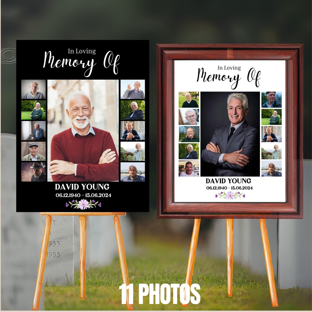 Editable Funeral Photo Collage Template, Celebration of Life Canva ...