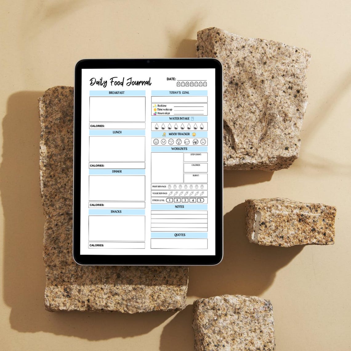 Daily Food Journal, Weekly Planner, Minimalist Daily Calorie Tracker ...