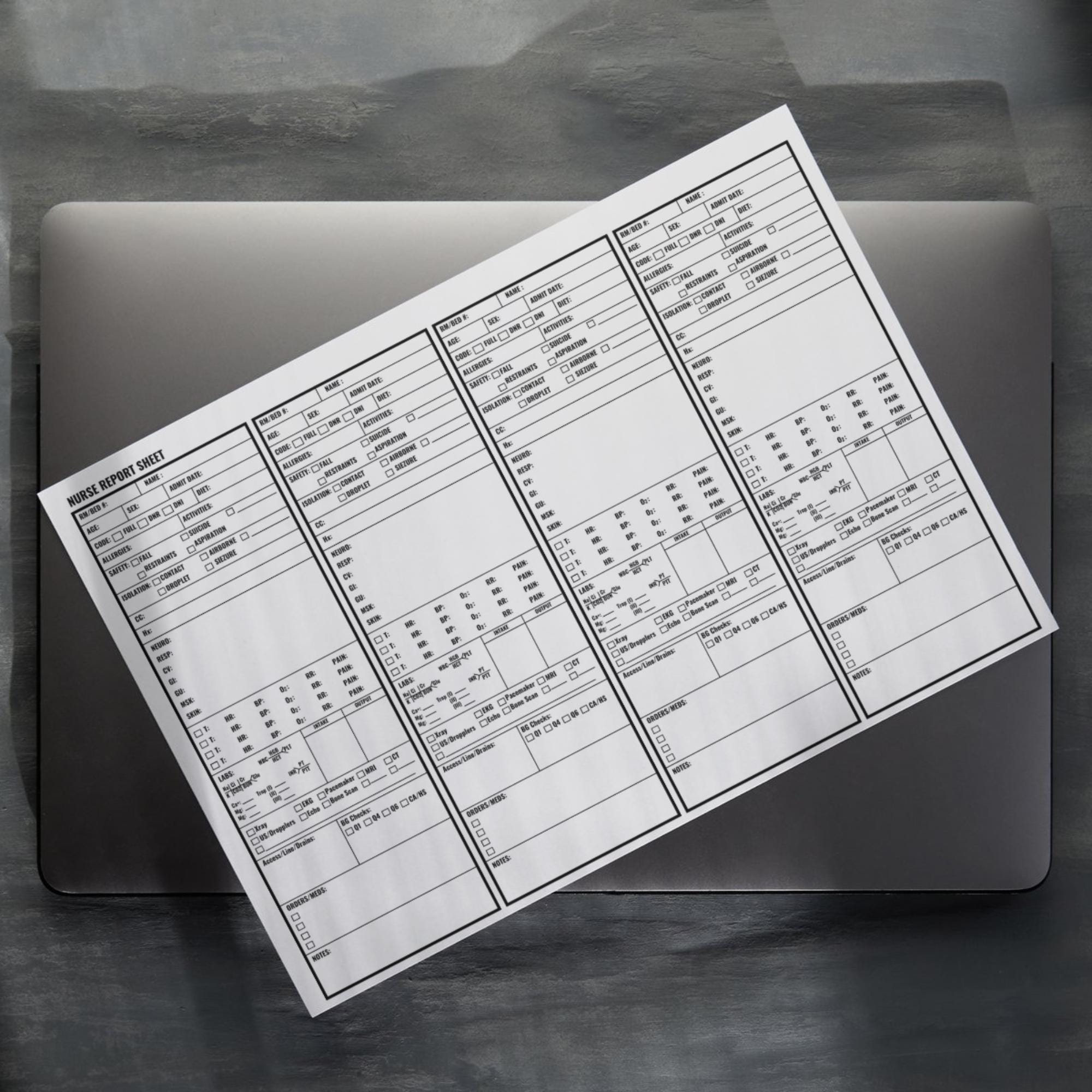 4 Patients Nurse ER Report Sheet , Editable Med Surg Nursing Brain ...