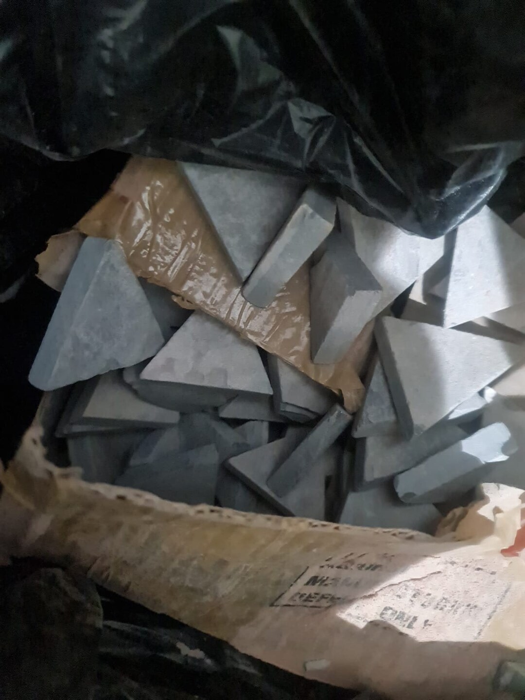 1 Kilo+ Black Grey Shale Stone Triangle Square Fresh Indian Clay Earthy ...