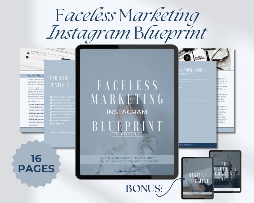 Faceless Instagram Marketing Blueprint Done for You Guide With Master Resell Rights MRR and ...
