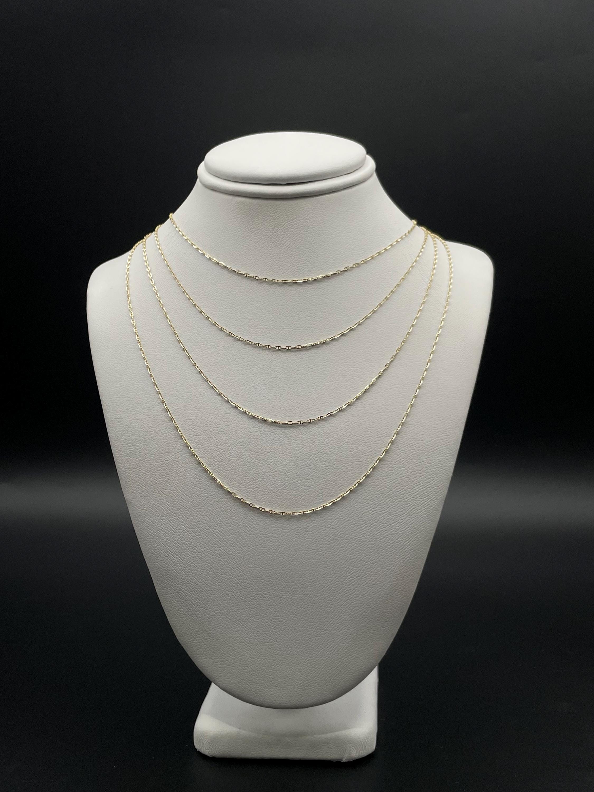 14k Gold Solid Mariner Anchor Chain Necklace / Dainty Mariner Anchor ...