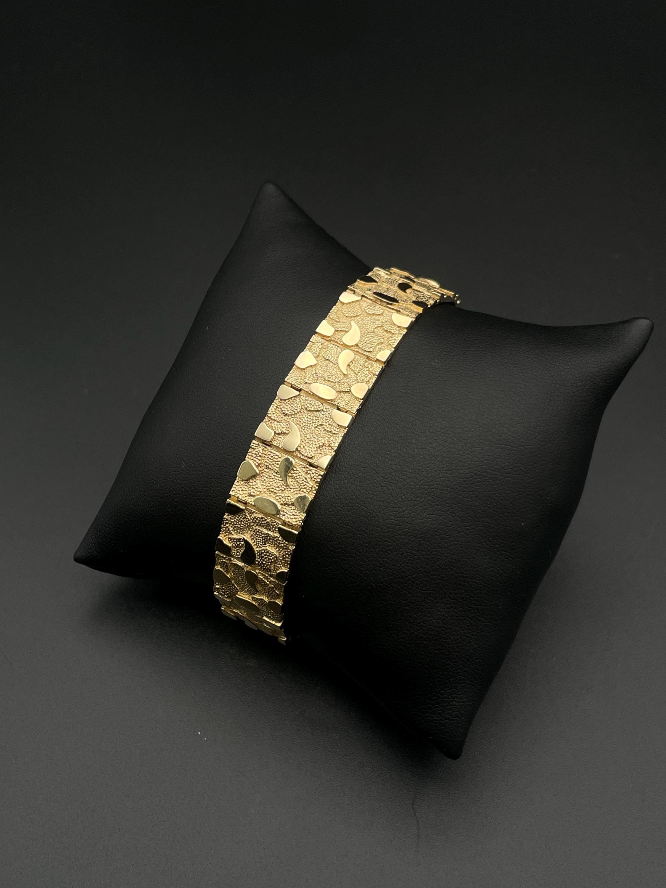 14k 10k Solid Gold Nugget Bracelet - Etsy