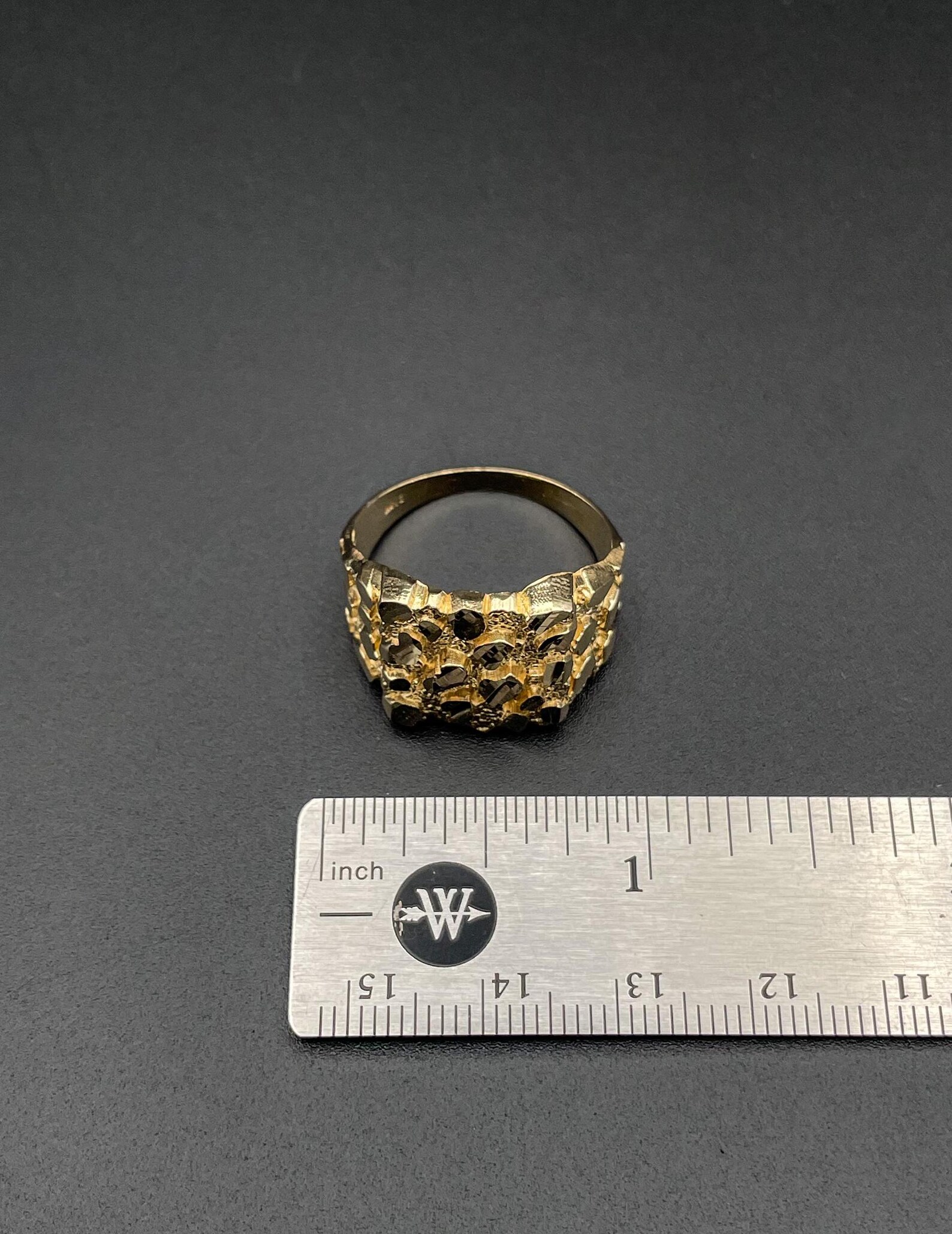 14k Gold Medium Square Nugget Ring / Classic Nugget Ring / Men’s Ring ...