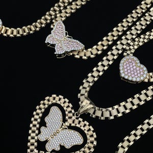 10k Gold Rolex Butterfly and Heart Pendant With CZ / Rolex Chain ...
