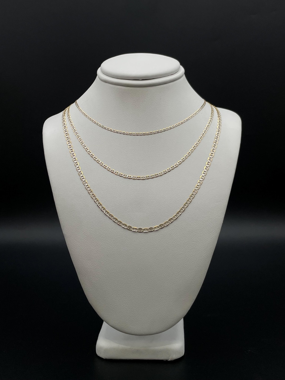 10k Solid Gold Mariner Anchor Chain / Two Tone Diamond Cut Mariner ...