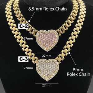 10k Gold Rolex Butterfly and Heart Pendant With CZ / Rolex Chain ...