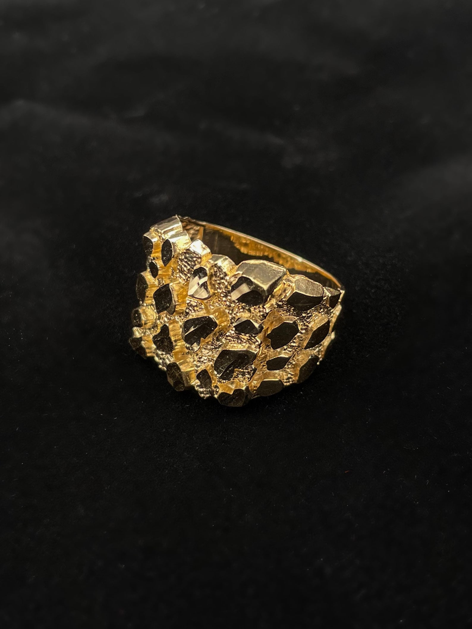 14k Gold Large Square Nugget Ring / Classic Nugget Ring / Men’s Ring ...