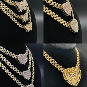 10k Gold Rolex Butterfly and Heart Pendant With CZ / Rolex Chain ...