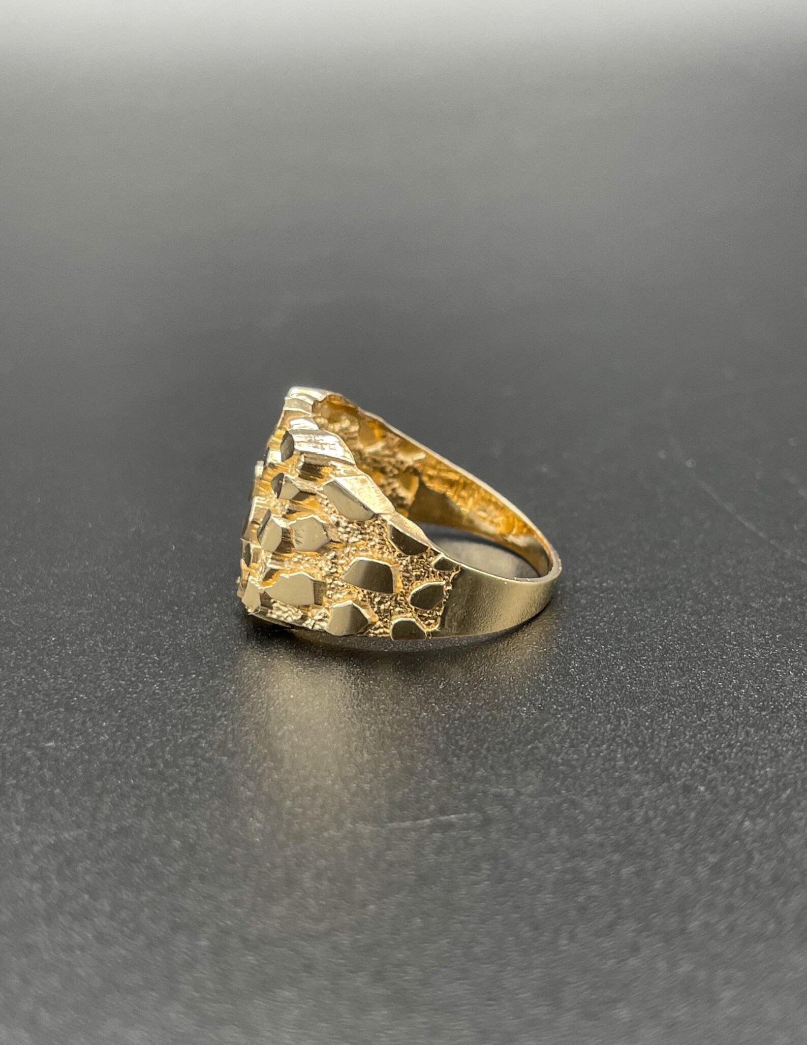 14k Gold Medium Square Nugget Ring / Classic Nugget Ring / Men’s Ring ...
