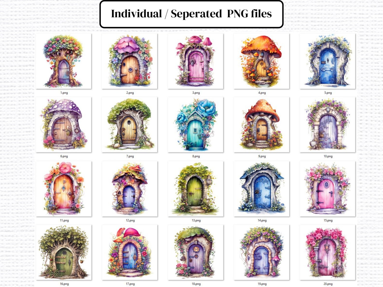 Magic Fairy / Pixie House Door PNG Clipart watercolor Bundle Pack ...