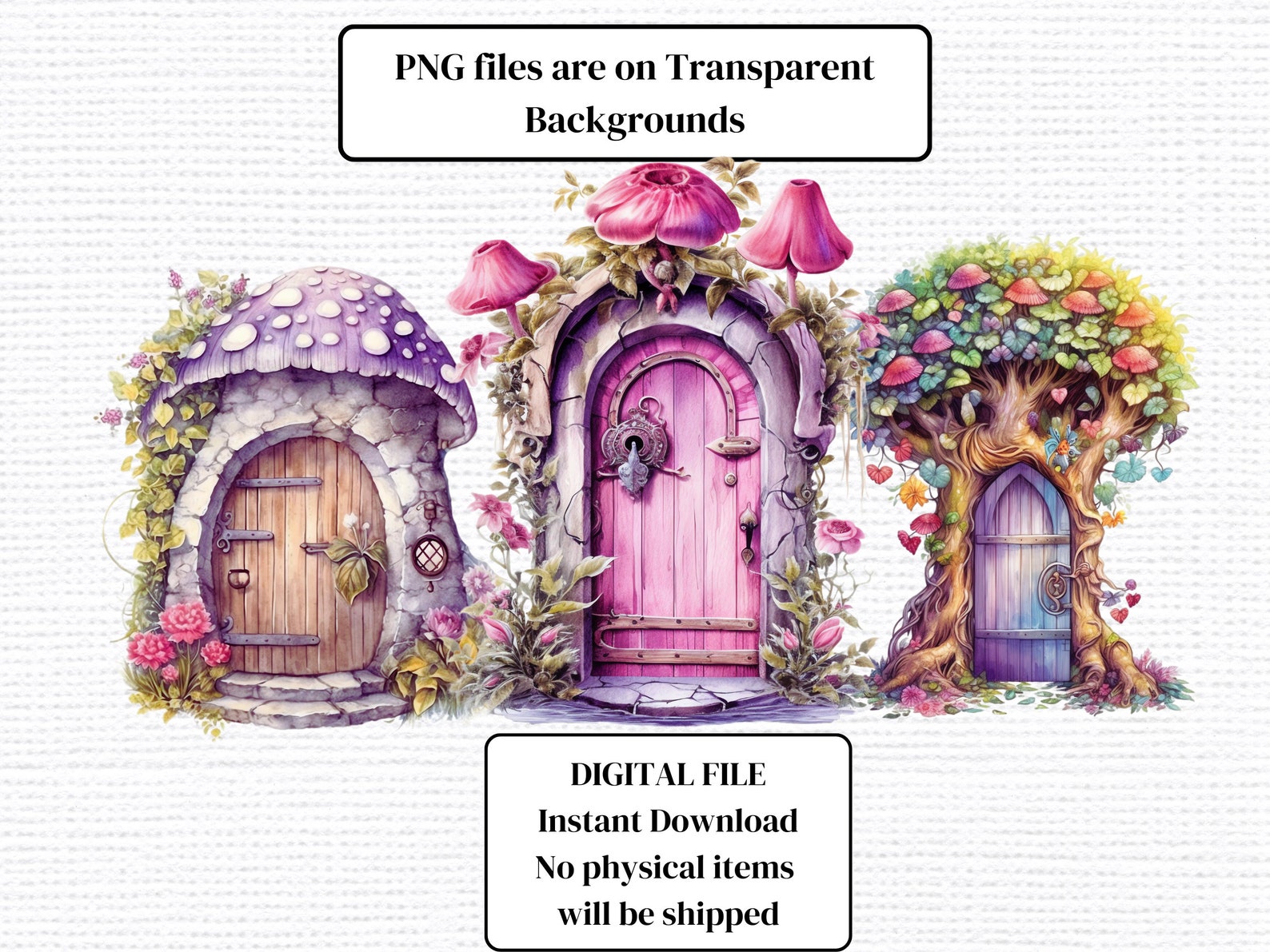 Magic Fairy / Pixie House Door PNG Clipart watercolor Bundle Pack ...
