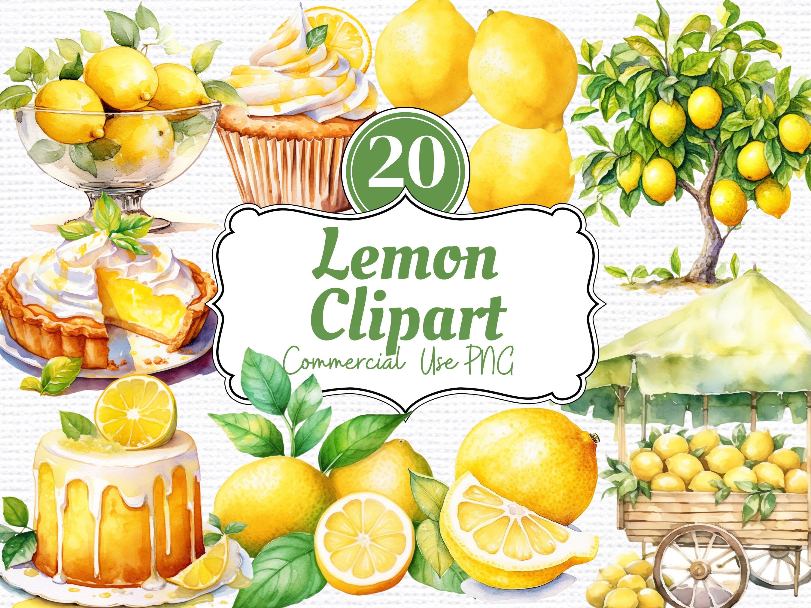 Summer Citrus Fruit Lemons Png Clipart Images watercolor - Etsy