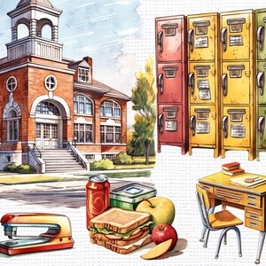 Retro Back to School Png Clipart-watercolor Teacher Educational Bundle ...