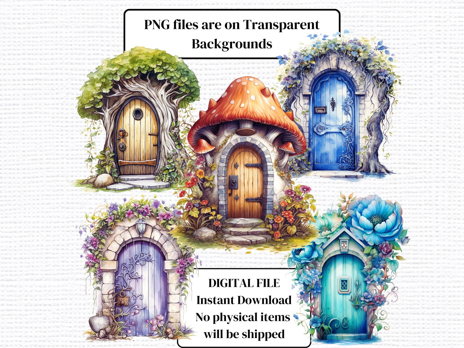Magic Fairy / Pixie House Door PNG Clipart watercolor Bundle Pack ...
