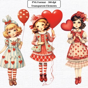 Valentines Paper Doll PNG Clipart - Watercolor Bundle - for Planners ...
