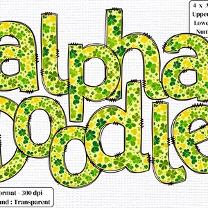 St Patricks Day Doodle Alphabet Letters Font Png Clipart - Printable ...