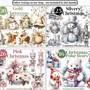 Christmas Teddy Bear Winter PNG Clipart - Watercolor Bundle - Perfect ...