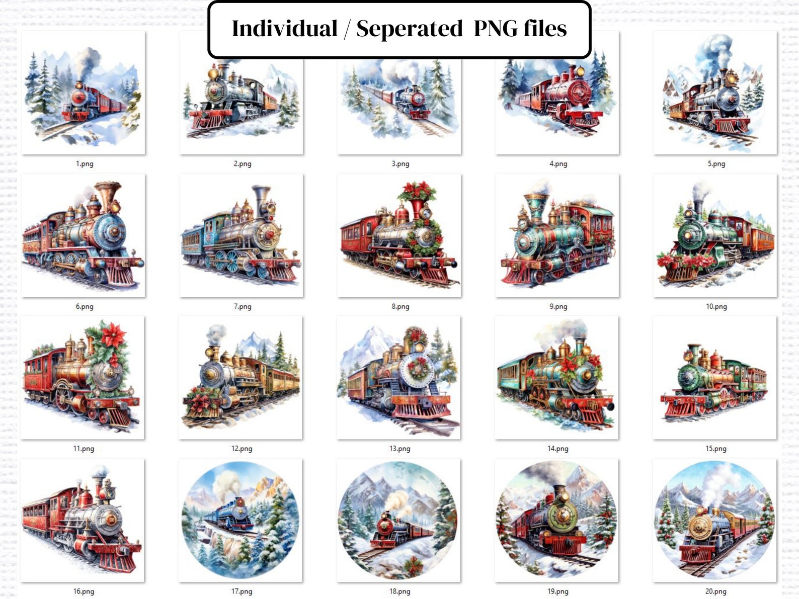 Christmas Polar Express Train PNG Clipart Graphics Winter Watercolor ...