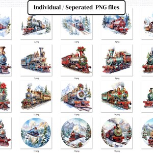 Christmas Polar Express Train PNG Clipart Graphics - Winter Watercolor ...