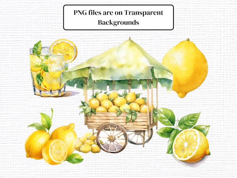 Summer Citrus Fruit Lemons Png Clipart Images watercolor - Etsy