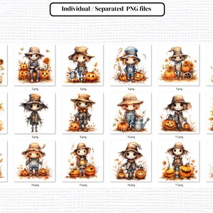 Cute Halloween Scarecrow PNG Clipart - Watercolor Clip Art Bundle ...