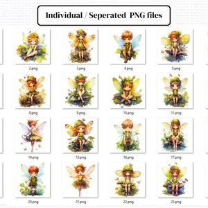 Garden Pixies / Fairy Watercolor Png Clipart Bundle - 24 Individual Transparent Fairy Images for ...