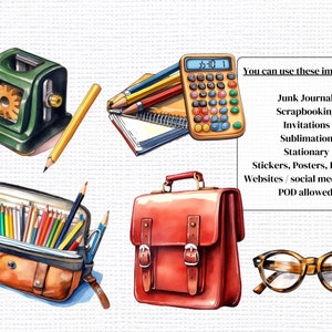 Retro Back to School Png Clipart-watercolor Teacher Educational Bundle ...