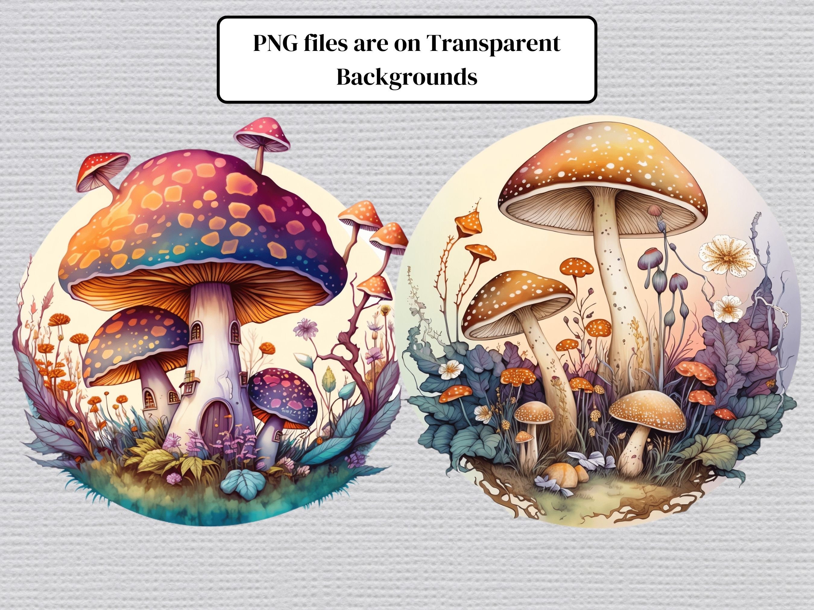 Mystical Forest Mushrooms Cluster PNG Clipart Bundle - Etsy
