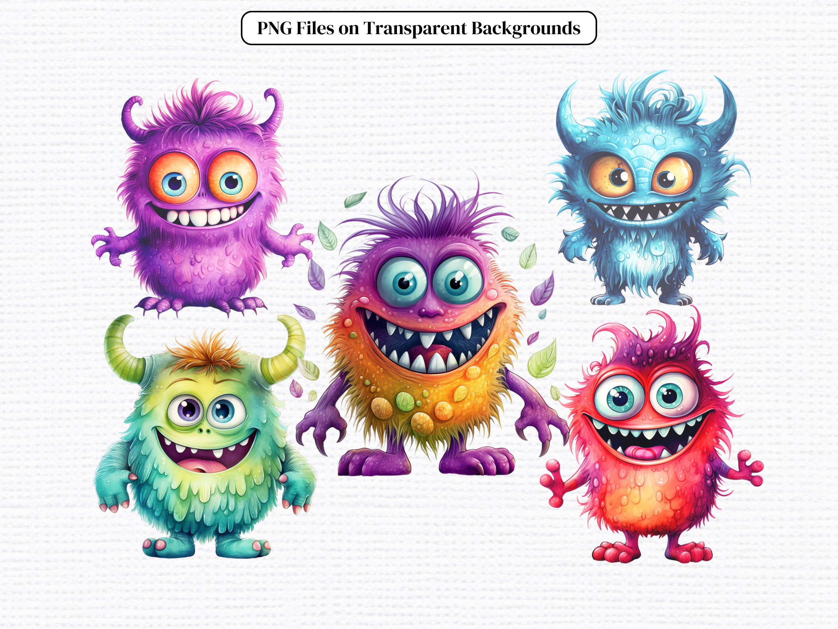 Cute Baby Monster Halloween PNG Clipart Graphics Watercolor - Etsy