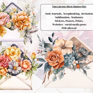 Valentine Floral Envelope Png Clipart -POD Designs - Romantic ...