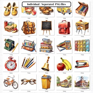Retro Back to School Png Clipart-watercolor Teacher Educational Bundle ...