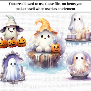 Cute Halloween Ghost Clipart Png Graphics - Watercolor Clipart Bundle ...