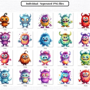 Cute Baby Monster Halloween PNG Clipart Graphics - Watercolor Clip Art ...