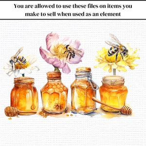Honeybee Watercolor Png Clipart Bundle - Includes Honey Drips, Beehives ...