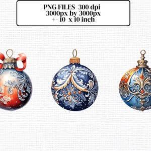 Christmas Tree Baubles / Ball Winter PNG Clipart - Watercolor Bundle ...