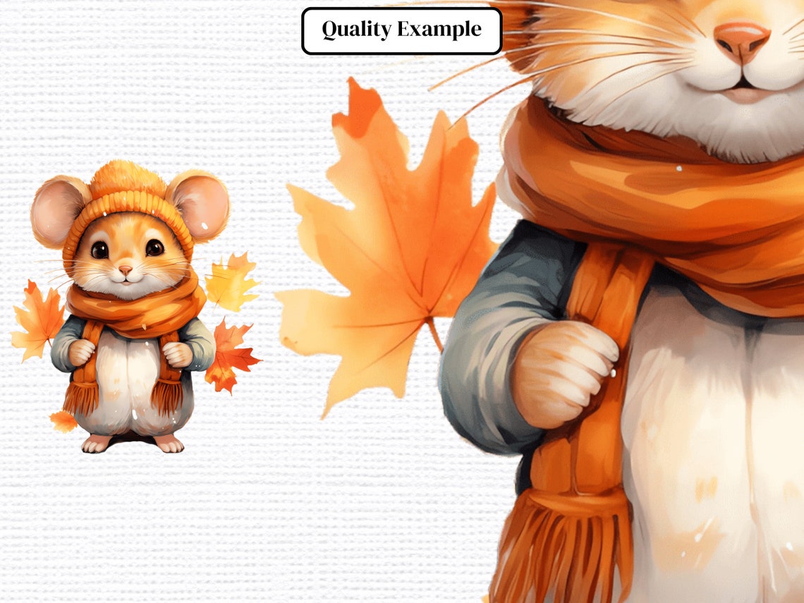 Autumn Mice Png Watercolor Clipart Mouse Images for Planners - Etsy