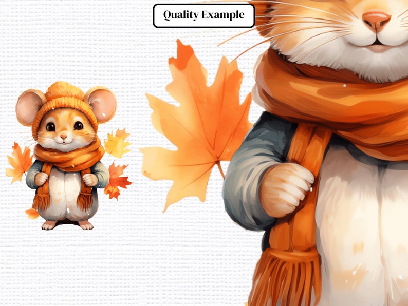 Autumn Mice Png Watercolor Clipart Mouse Images for Planners - Etsy