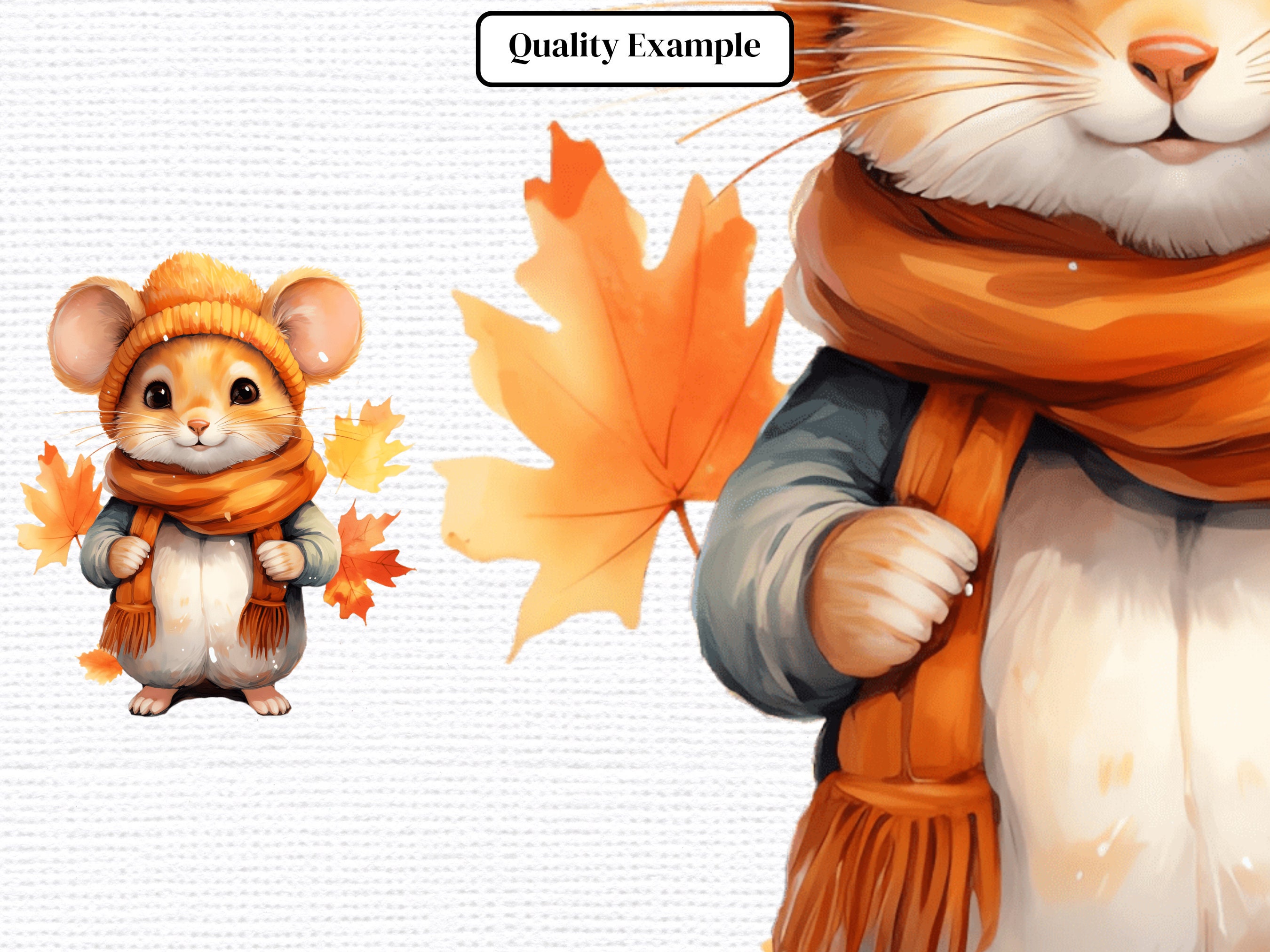 Autumn Mice Png Watercolor Clipart Mouse Images for Planners - Etsy