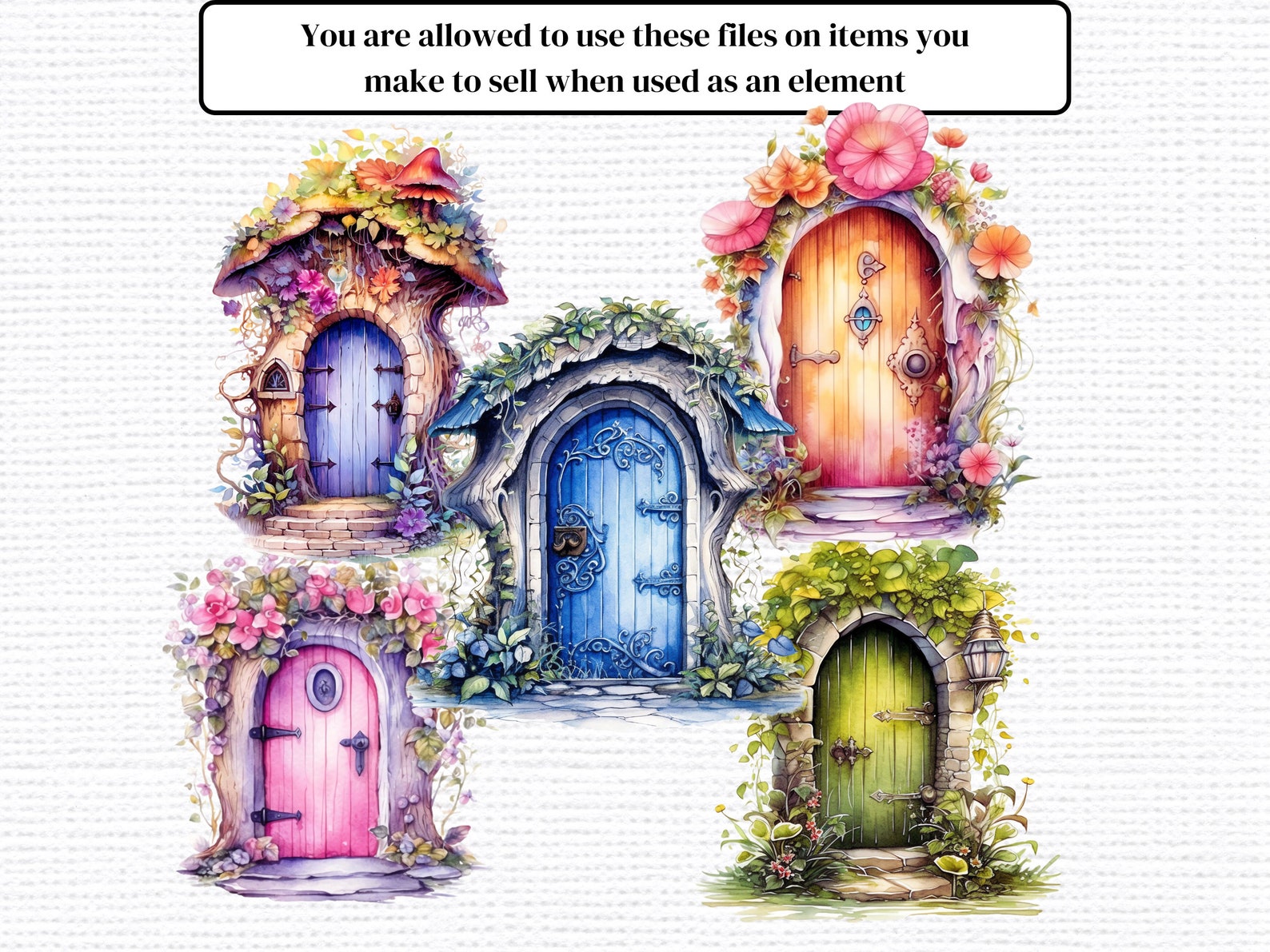Magic Fairy / Pixie House Door PNG Clipart watercolor Bundle Pack ...
