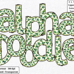 St Patricks Day Doodle Alphabet Letters Font Png Clipart - Printable ...