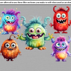 Cute Baby Monster Halloween PNG Clipart Graphics - Watercolor Clip Art ...