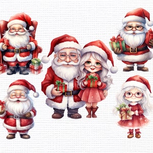 Santa & Mrs Claus Christmas Png Clipart - Watercolor Winter Bundle ...