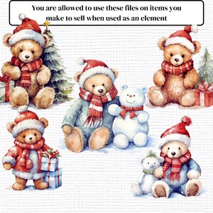 Christmas Teddy Bear Winter PNG Clipart - Watercolor Bundle - Perfect ...