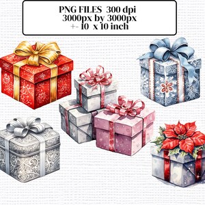Christmas Gift Box / Presents PNG Clipart - Winter Watercolor Bundle ...