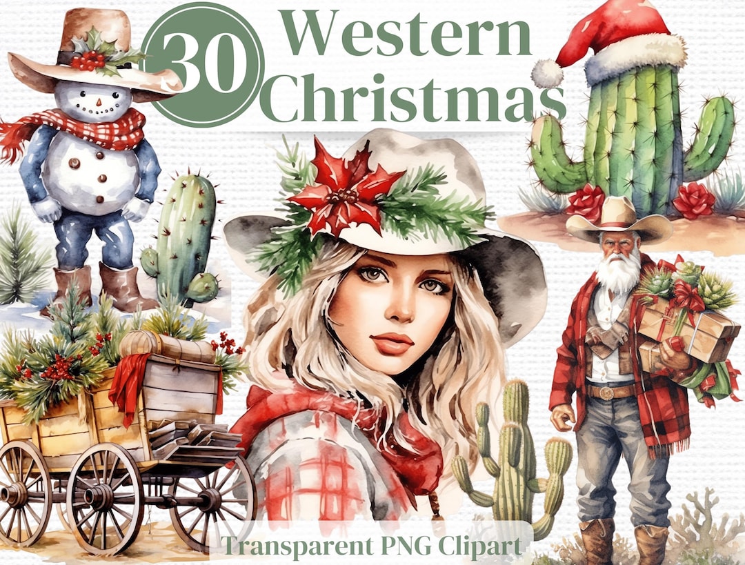 Wild Western Cowboy Santa -christmas Png Clipart, Incl Cowboy, Cowgirl ...